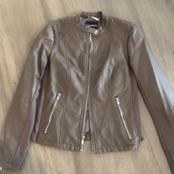 Express | Jackets & Coats | Express Faux Leather Jacket In Brown | Poshmark
